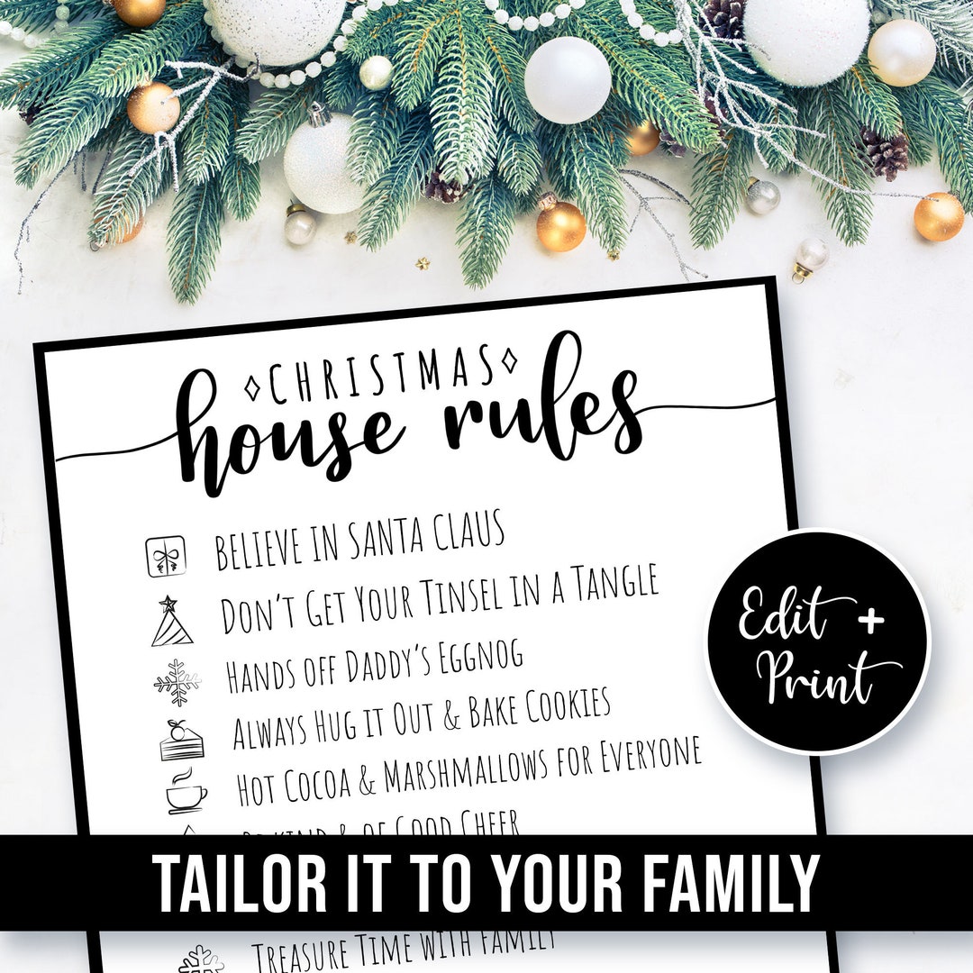 3 Family House Rules Printables | Instant Download | Christmas Art ...