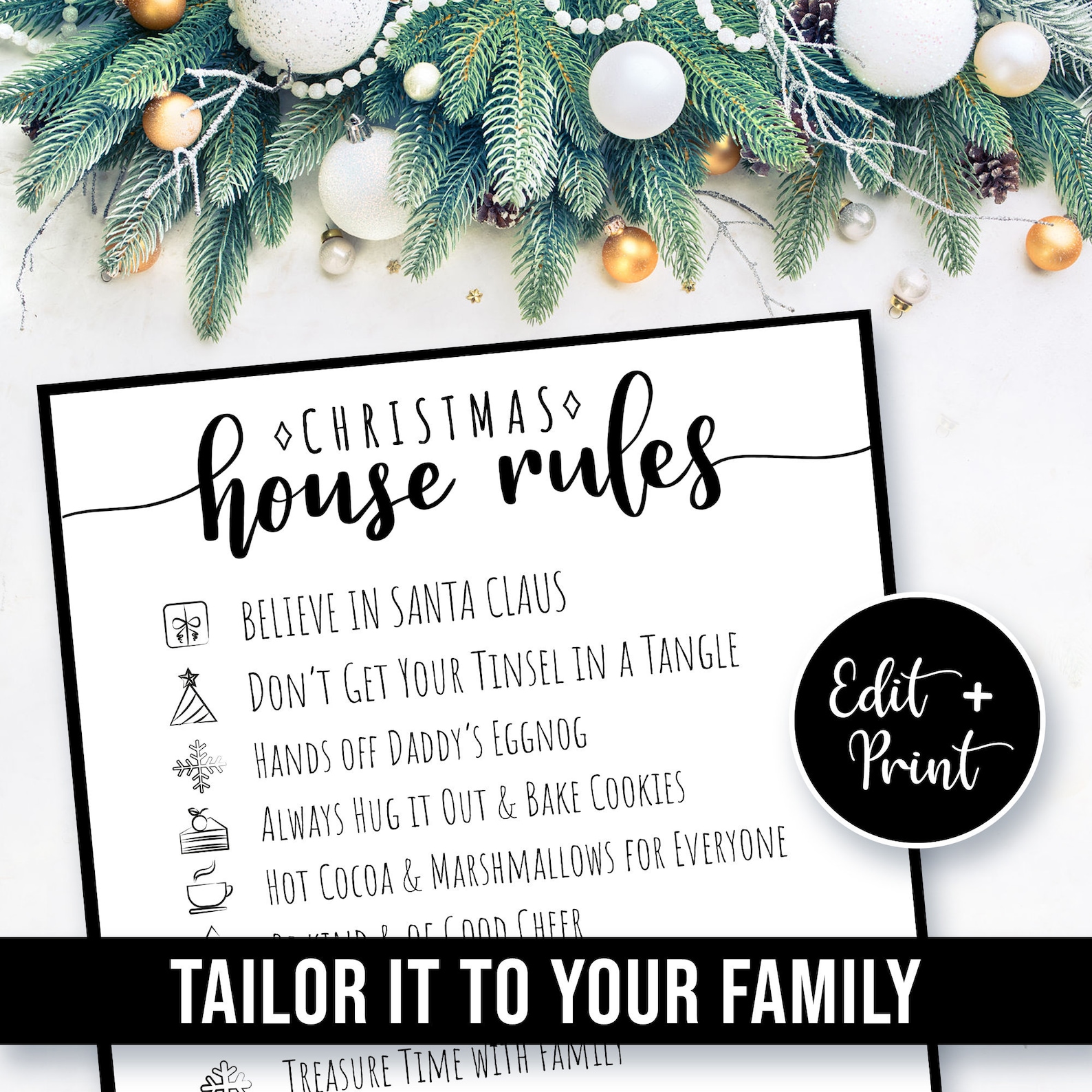 3 Family House Rules Printables Instant Download Christmas - Etsy