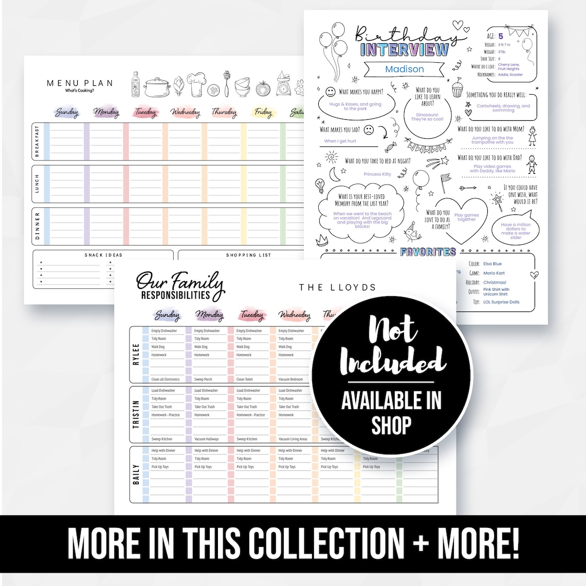 Printable Editable Family Chore Chart for 2 3 4 or 5 People - Etsy Canada
