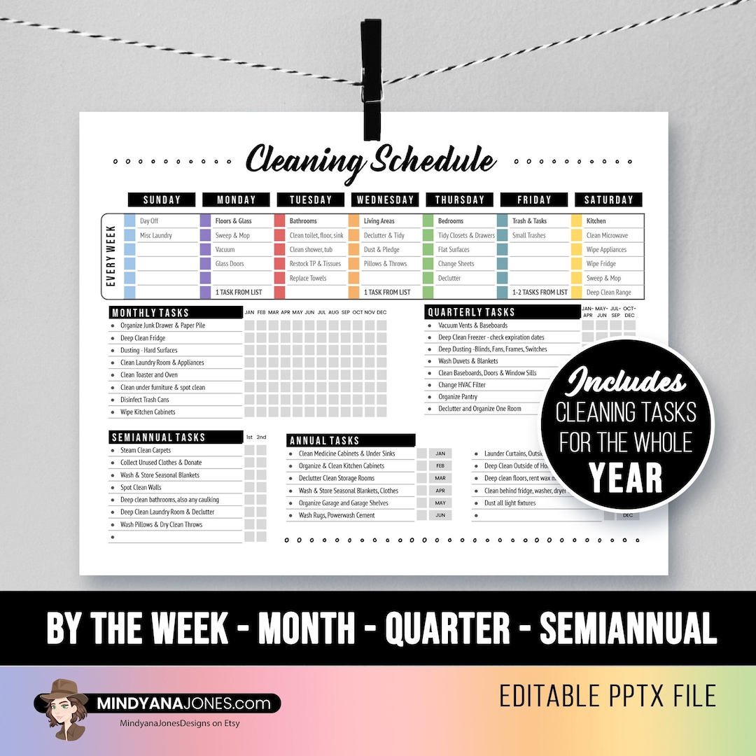 Editable Yearly & Monthly Cleaning Schedule, Printable Month Planner ...