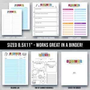 Kids Summer Planner Printable, Activity Bucket List, Goals, Daily ...
