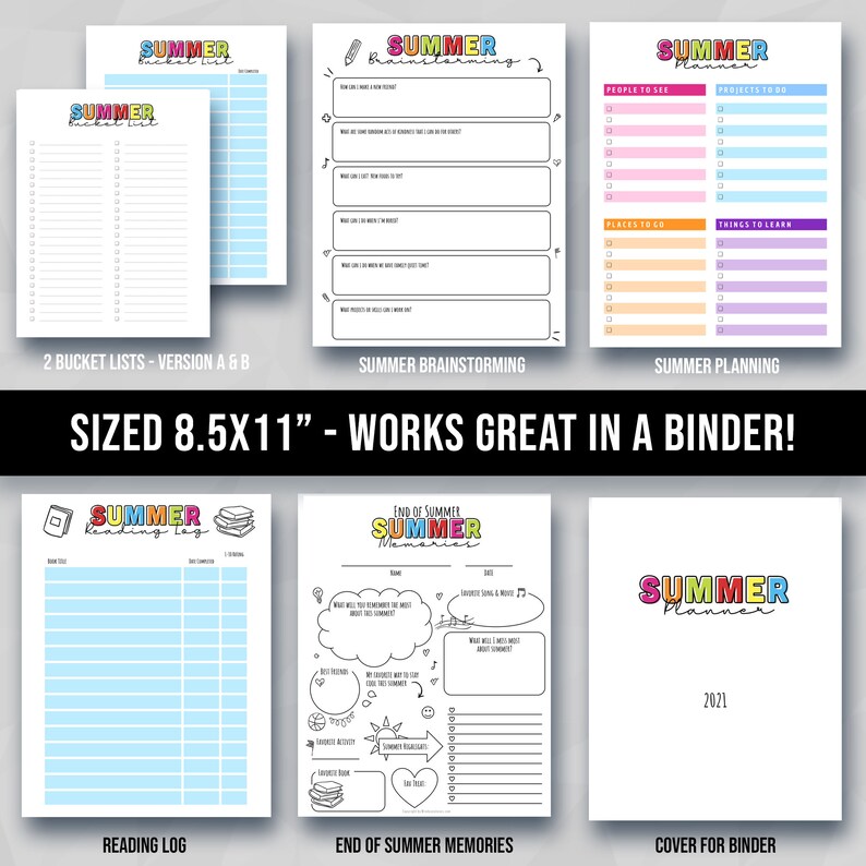 Kids Summer Planner Printable Activity Bucket List Goals - Etsy