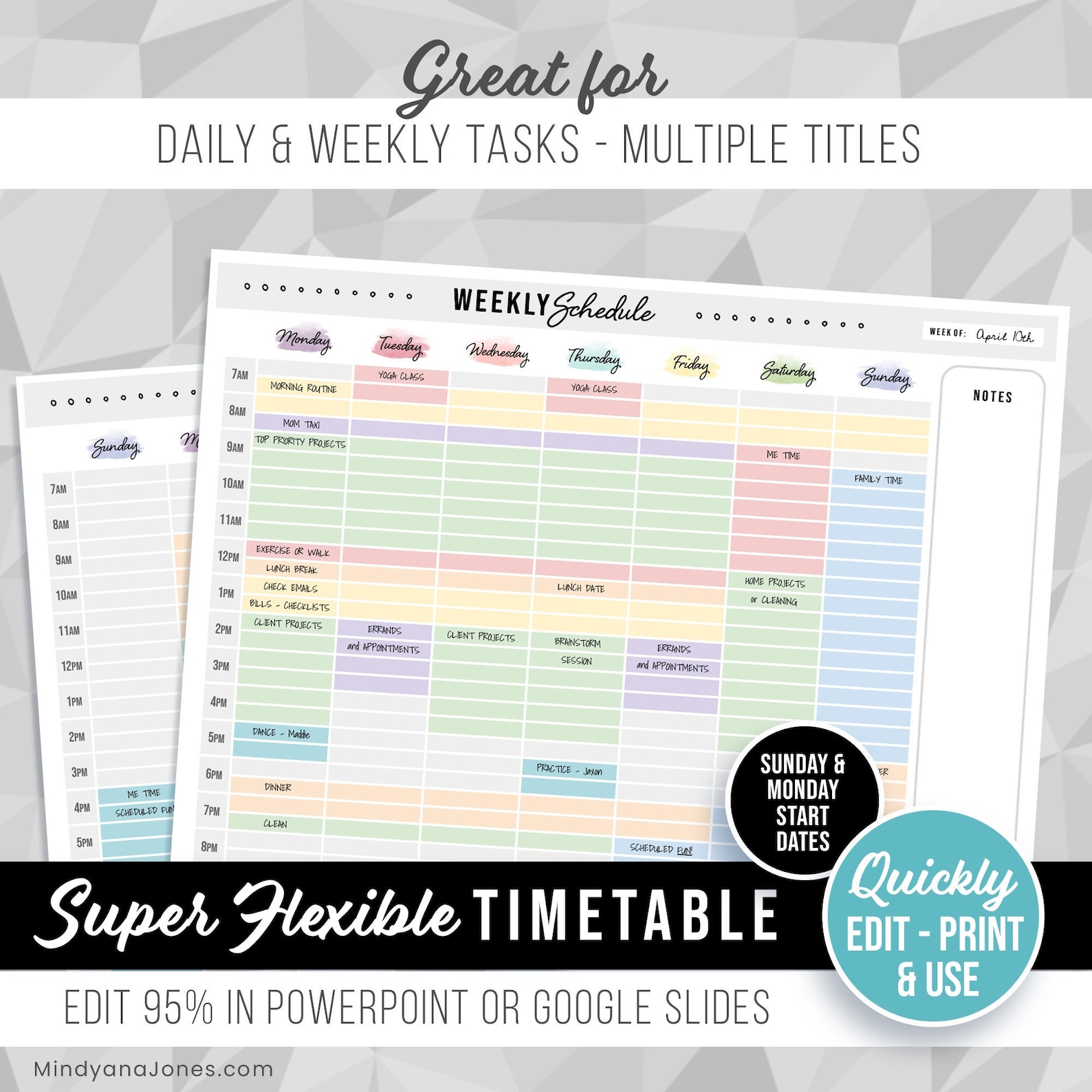Editable Printable Timetable Schedule, Weekly Study Planner, Template ...