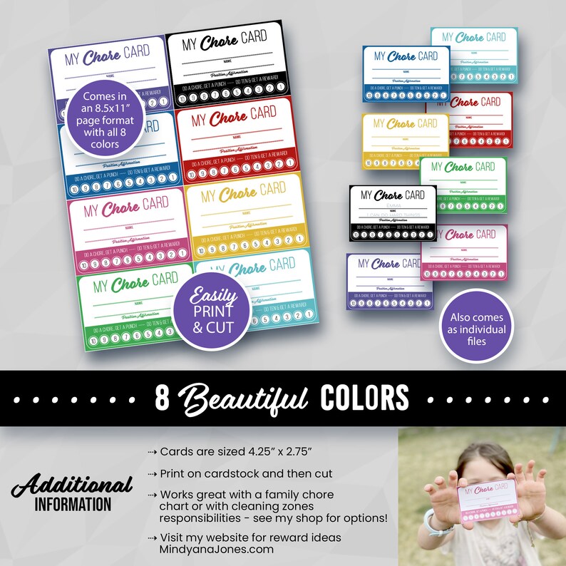 Kids & Teens Punch Chore Cards, Rewards for the Family, Earning ...