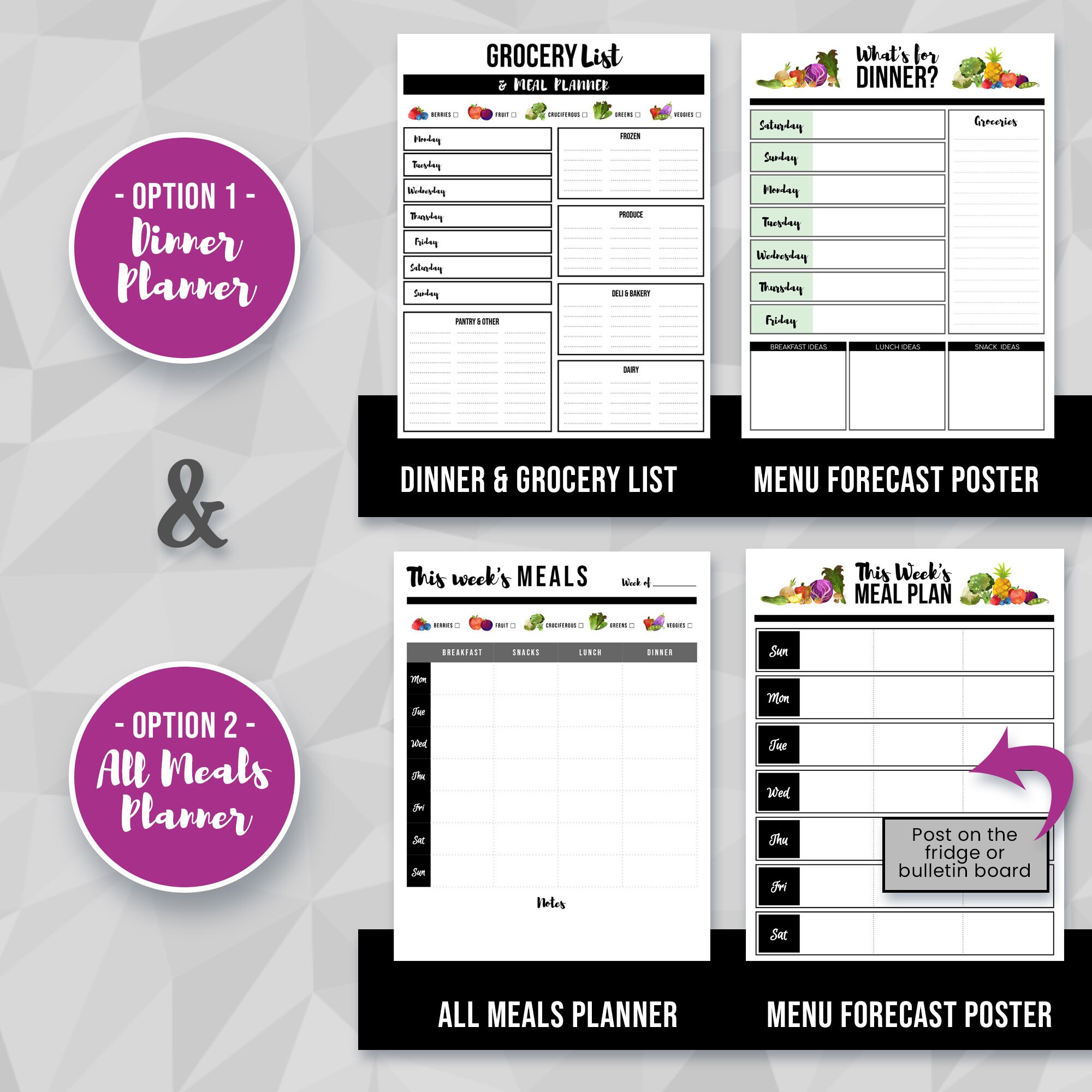 Editable Weekly Menu Planner Printable Daily Lunch Dinner | Etsy India