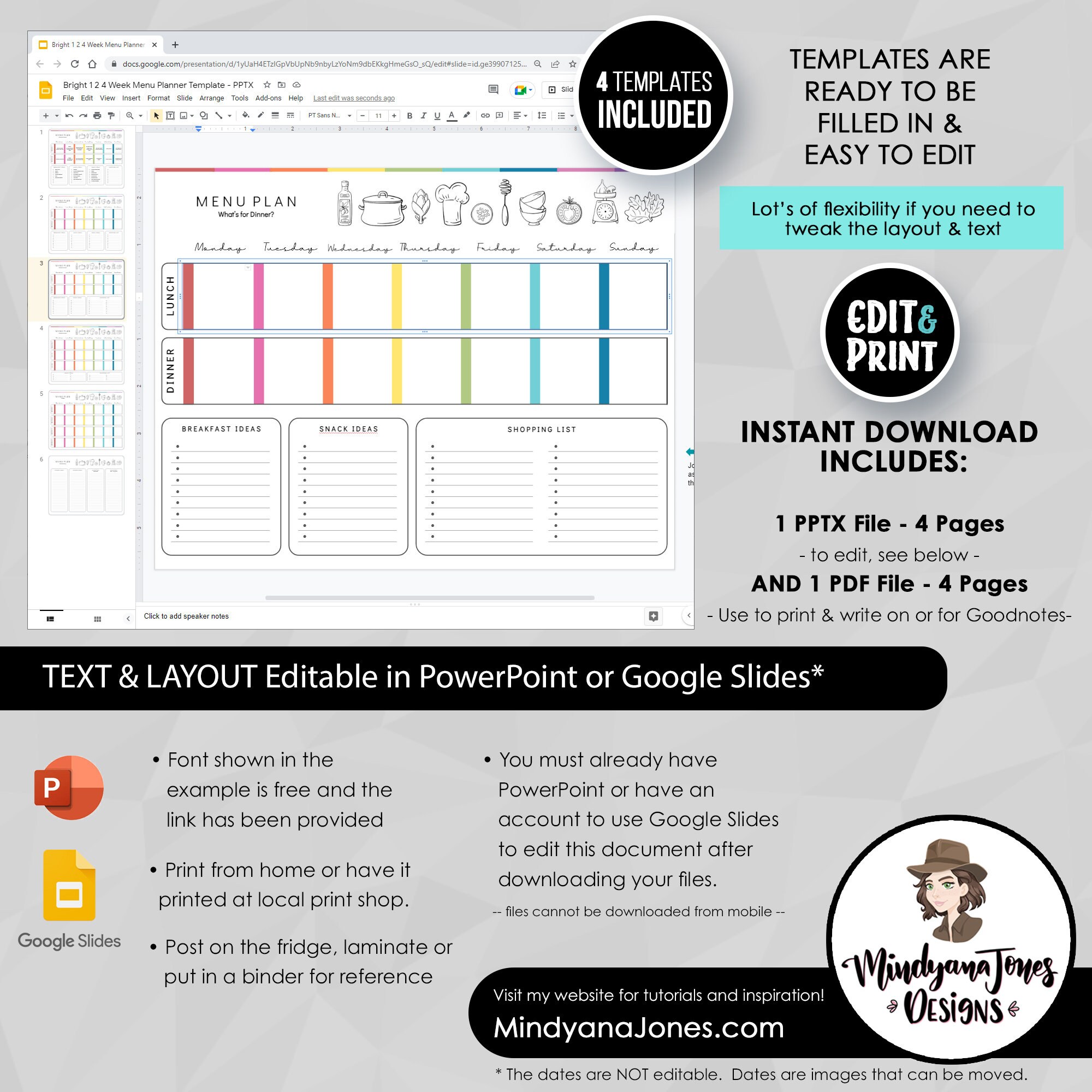 Printable Monthly Weekly Family Menu Planners, 1 2 4 Week Meal Schedule ...