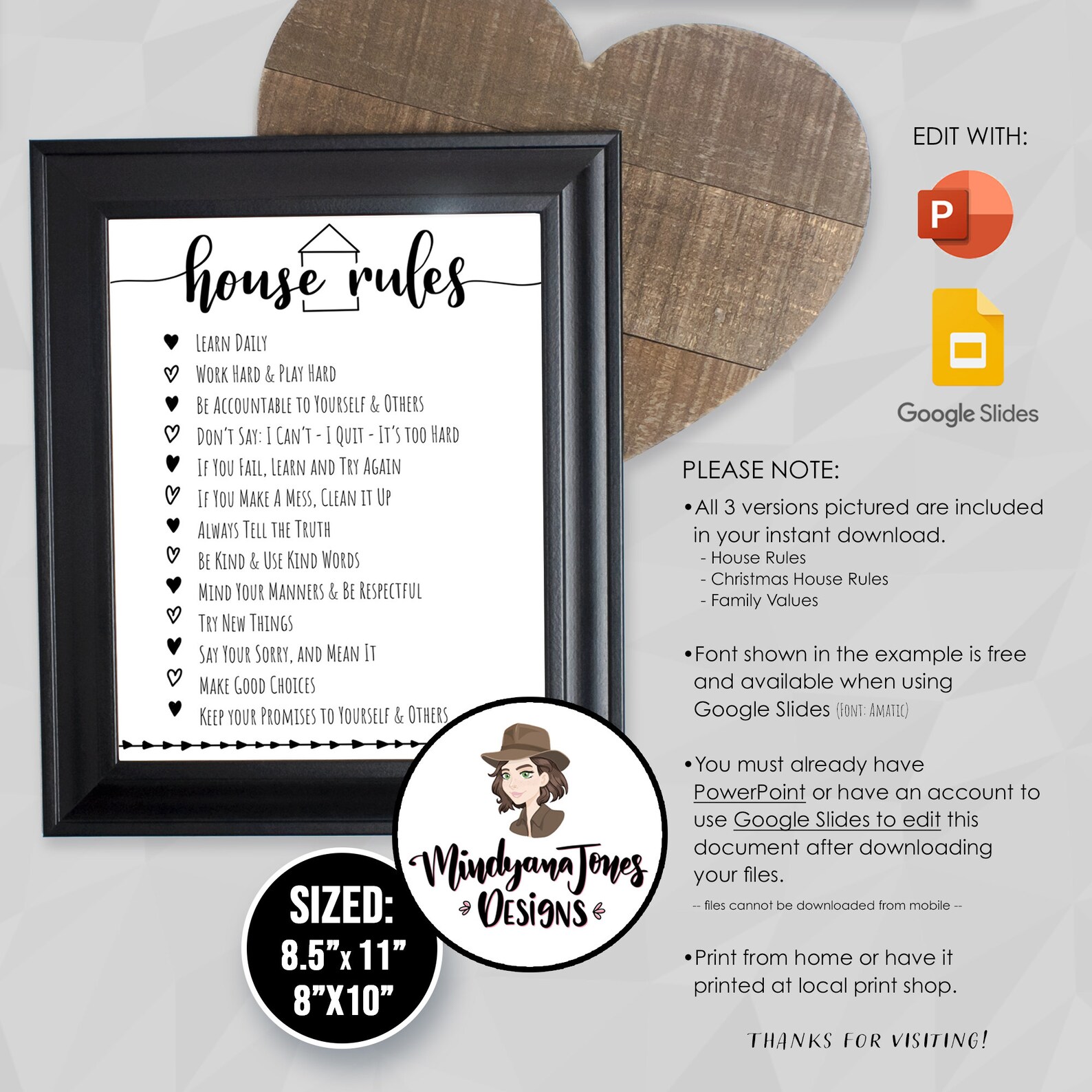3 Family House Rules Signs | Instant Download | Personalized Print Art ...