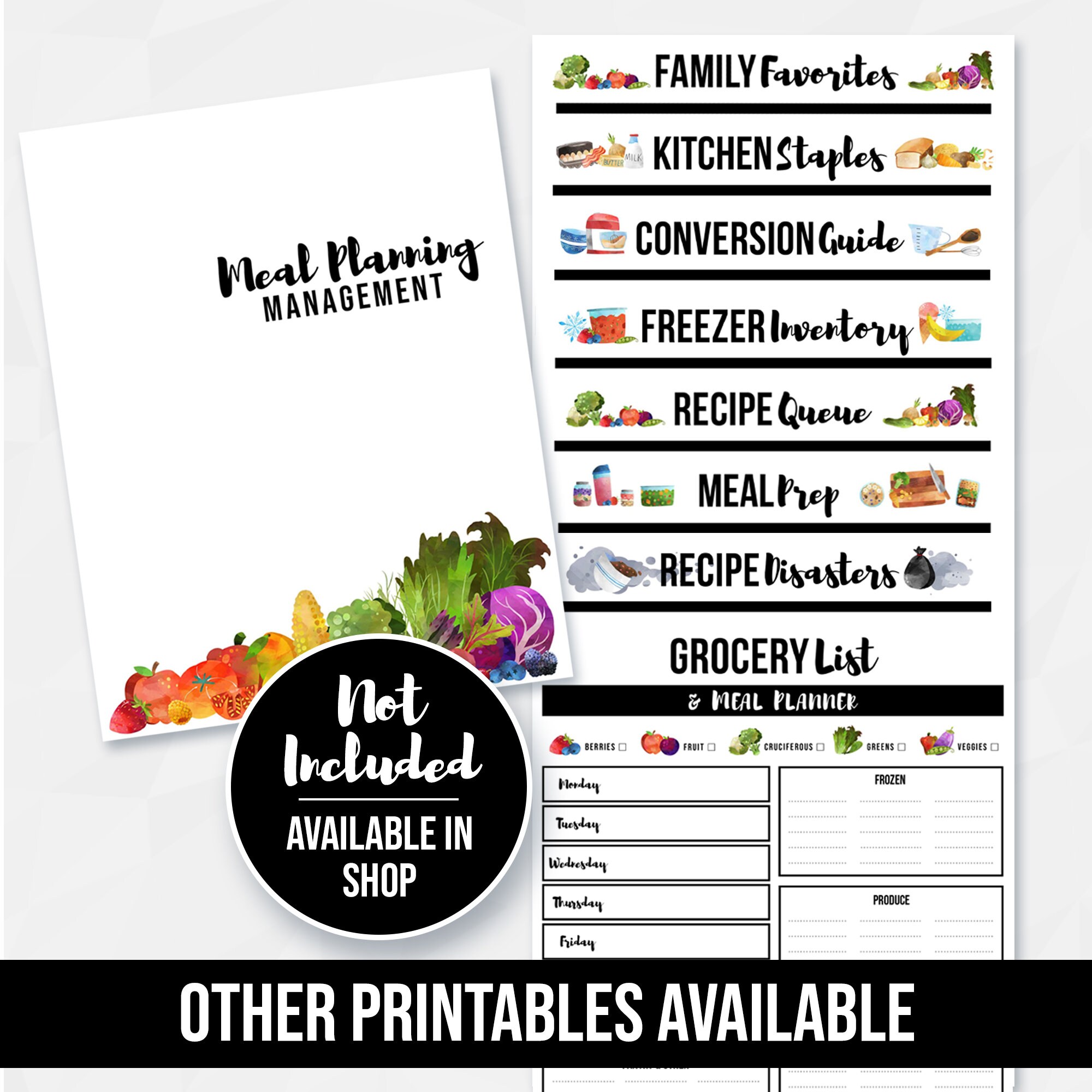 Printable Recipe Binder Dividers Set Great for 3-ring - Etsy