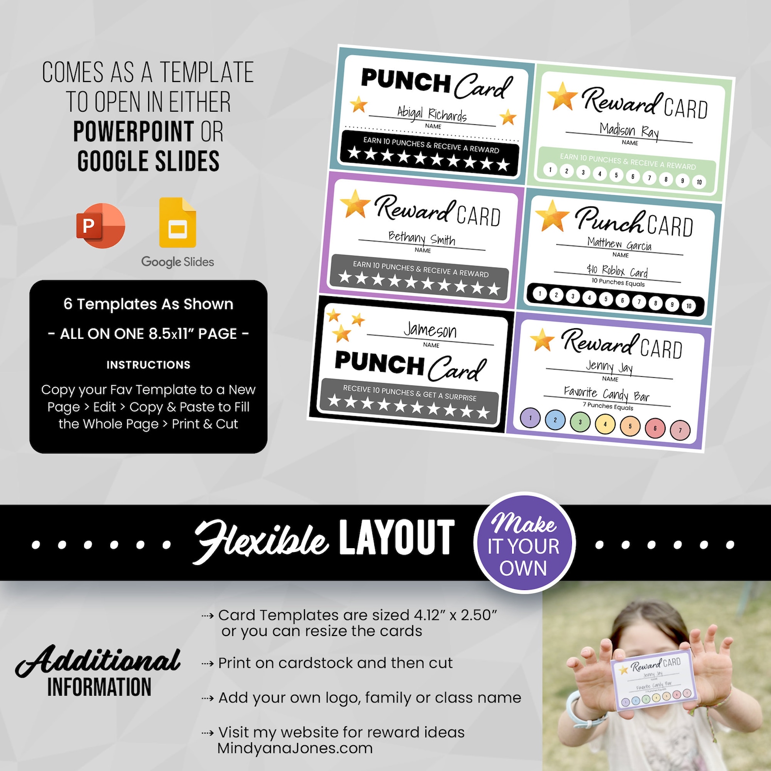 DIY Editable Reward Punch Cards, Templates, Add a School Logo or Family ...
