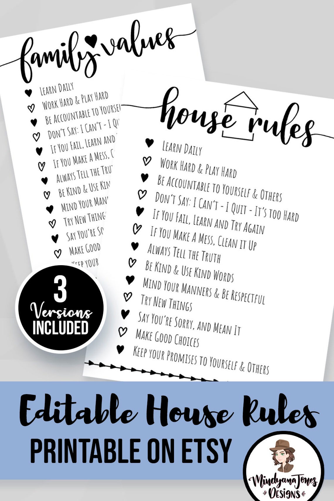 3 Family House Rules Signs Instant Download Personalized | Etsy UK