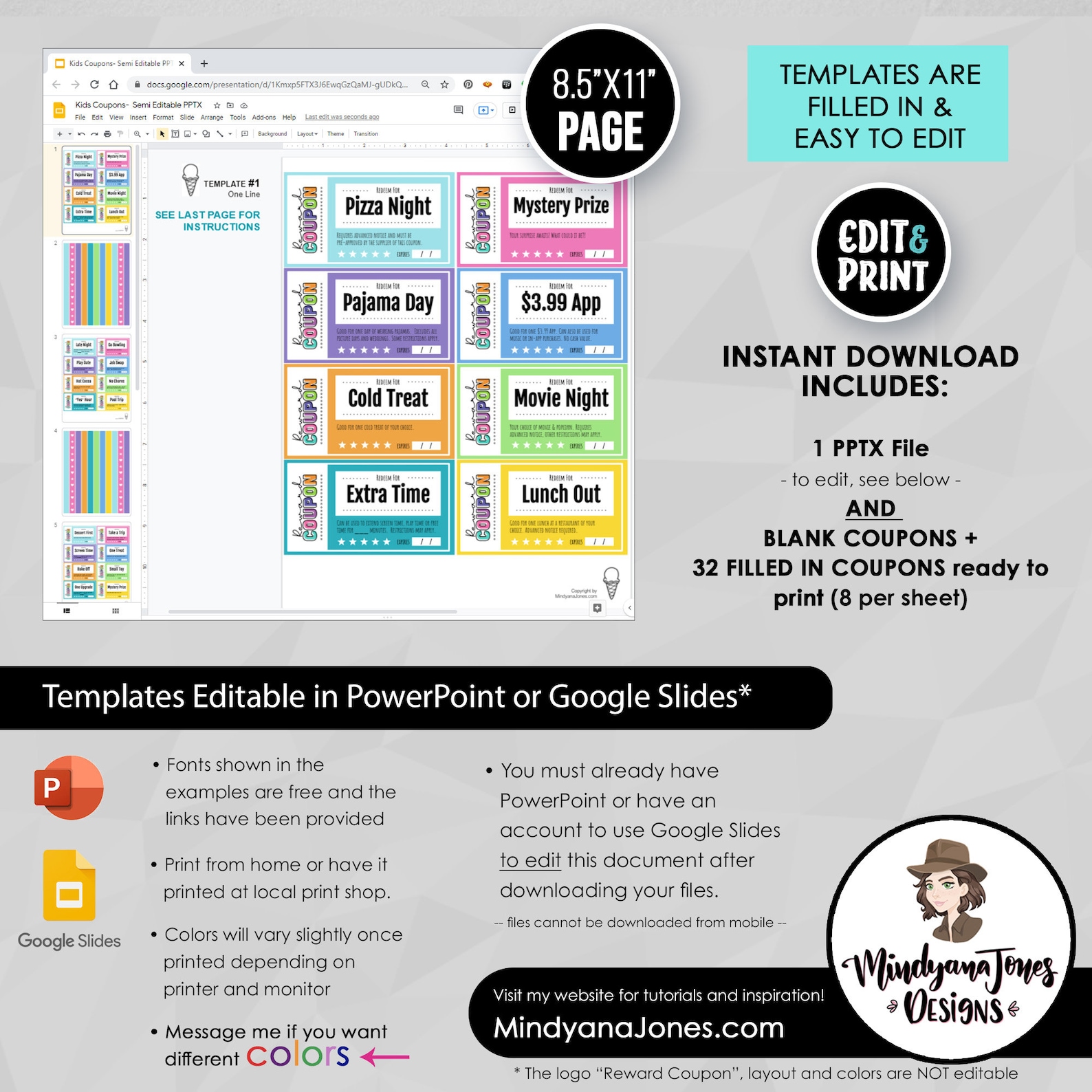 Kids Reward Coupon Cards, Printable Gifts for the Family, Motivational ...