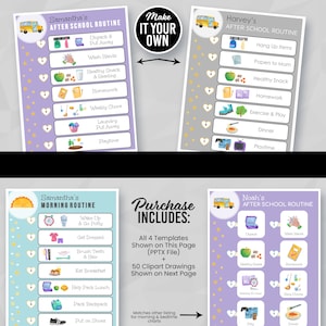Before & After School Routine Charts for Little Kids Template ...