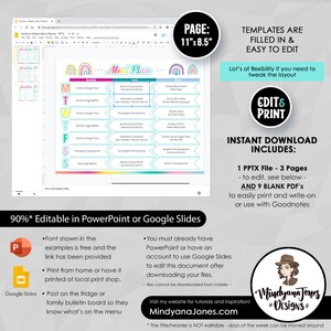 Rainbow Family Meal Plan Template, Menu Planner, Breakfast Lunch Dinner ...