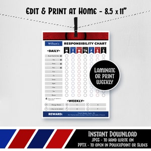 Spider Superhero Themed Chore Chart, Weekly & Daily Tasks, Daily ...