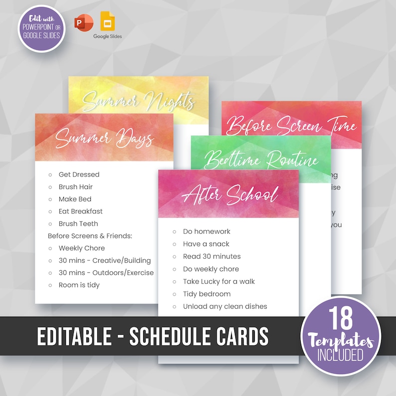 Editable Routine Schedule Cards Checklist Chart for Kids or - Etsy