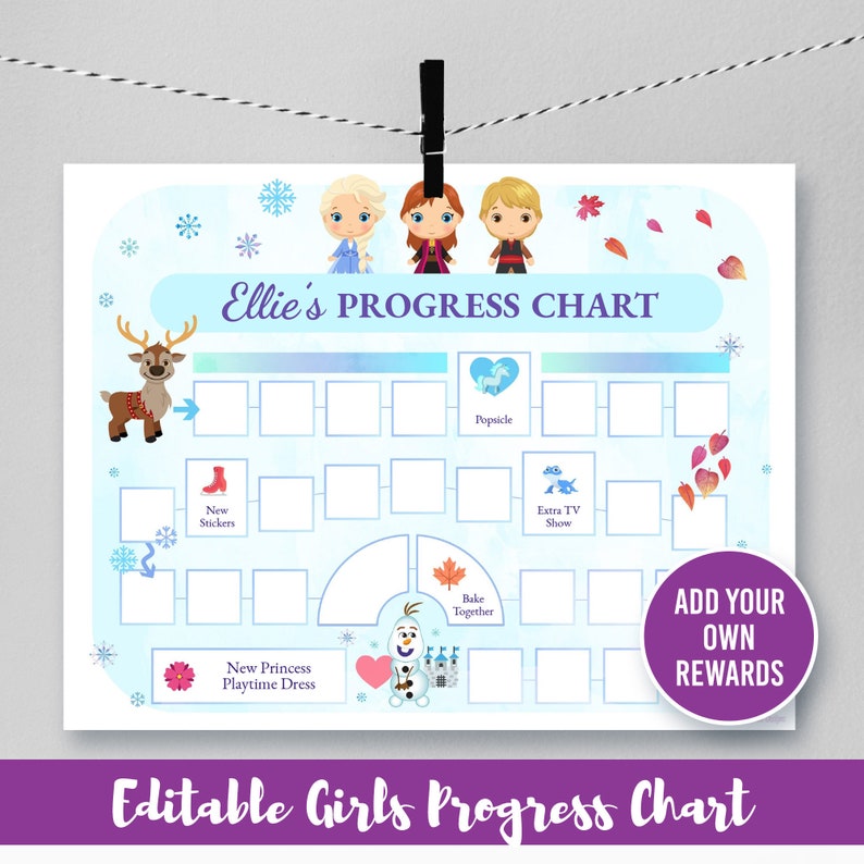 Princess Progress Reward Chart Reading Behavior Teeth | Etsy