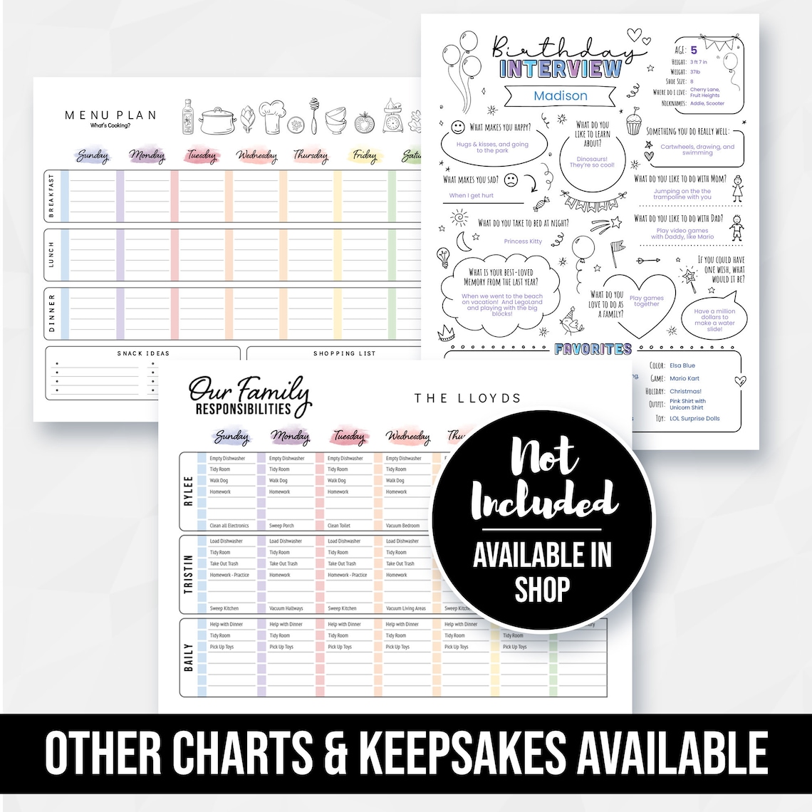 Editable Gamer Chore Chart, Kids Weekly & Daily Tasks, Responsibilities ...