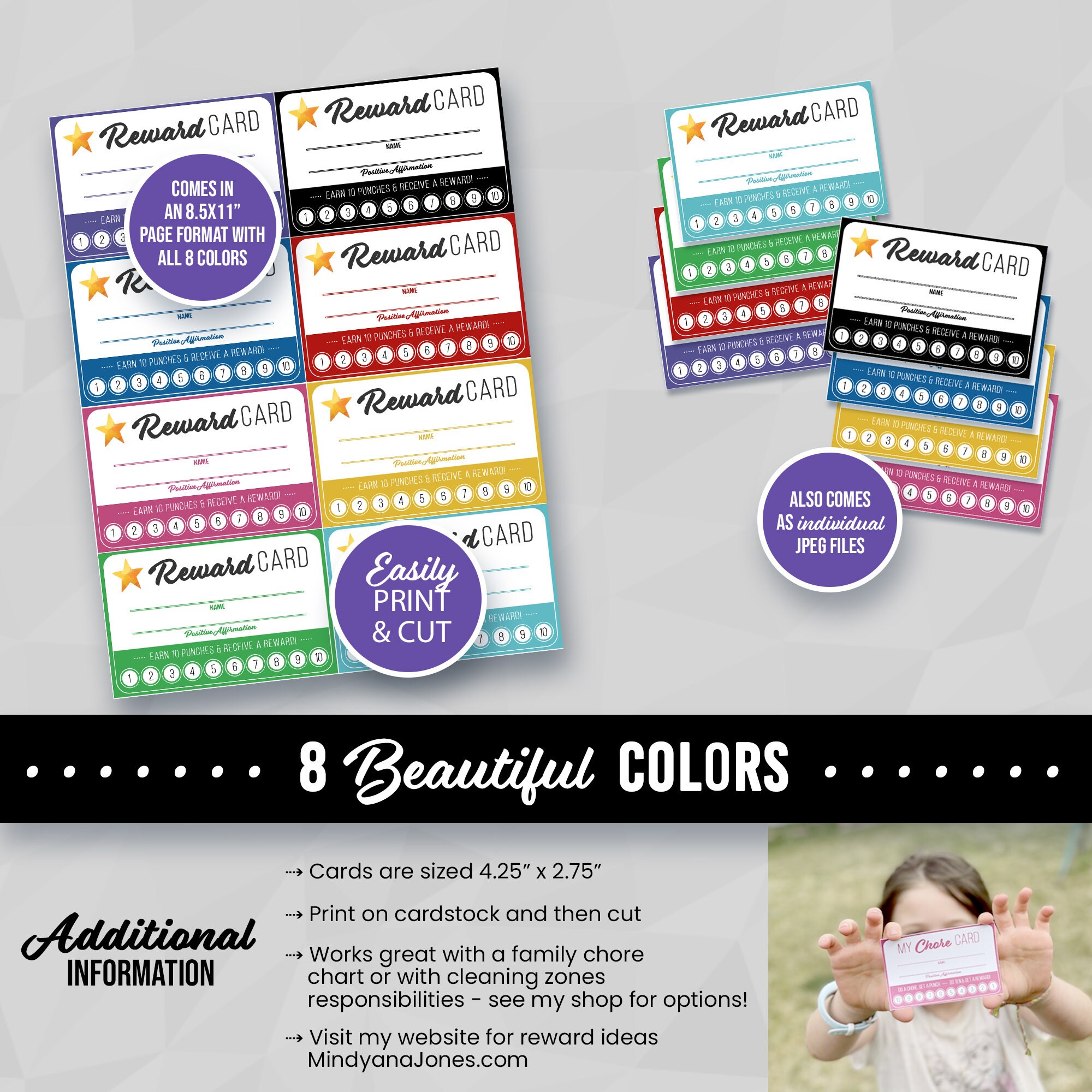 Reward Cards, Punch Chart System for the Family, Motivational Fun, Kids ...