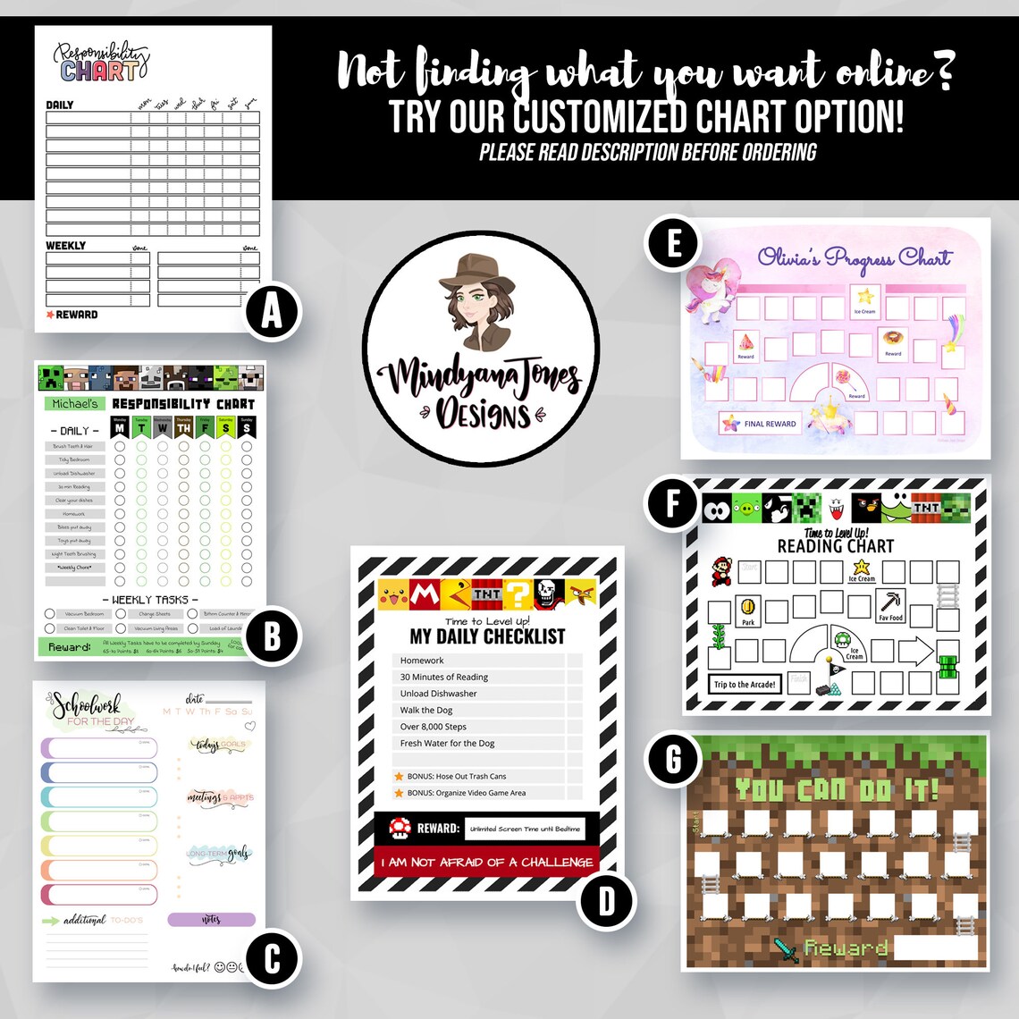 Customized Kids Chart | You Choose the Layout & Colors | Family Chores ...
