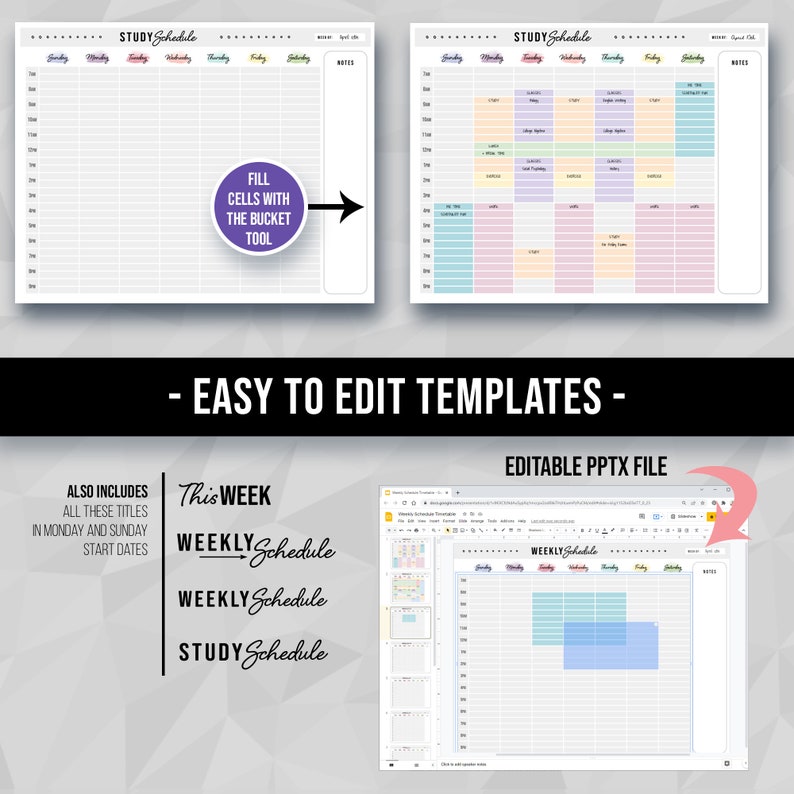 Editable Printable Timetable Schedule, Weekly Study Planner, Template ...