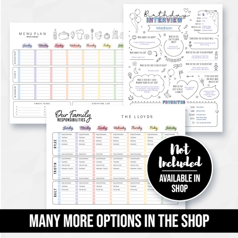 The Ultimate Responsibility Chart! Printable Editable | for Daily ...