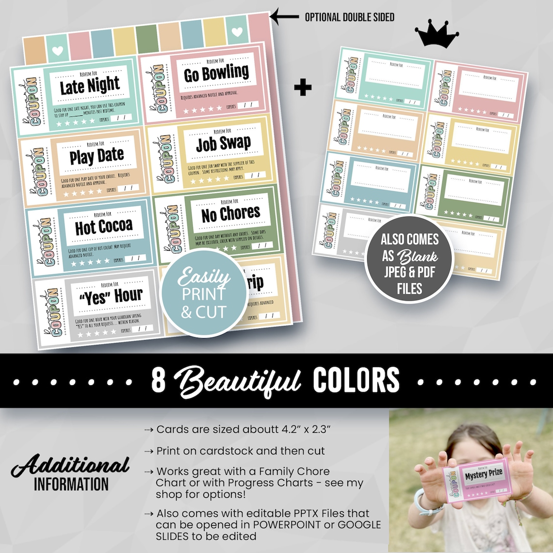 Family Reward Coupon Cards Printable List for the Kids - Etsy