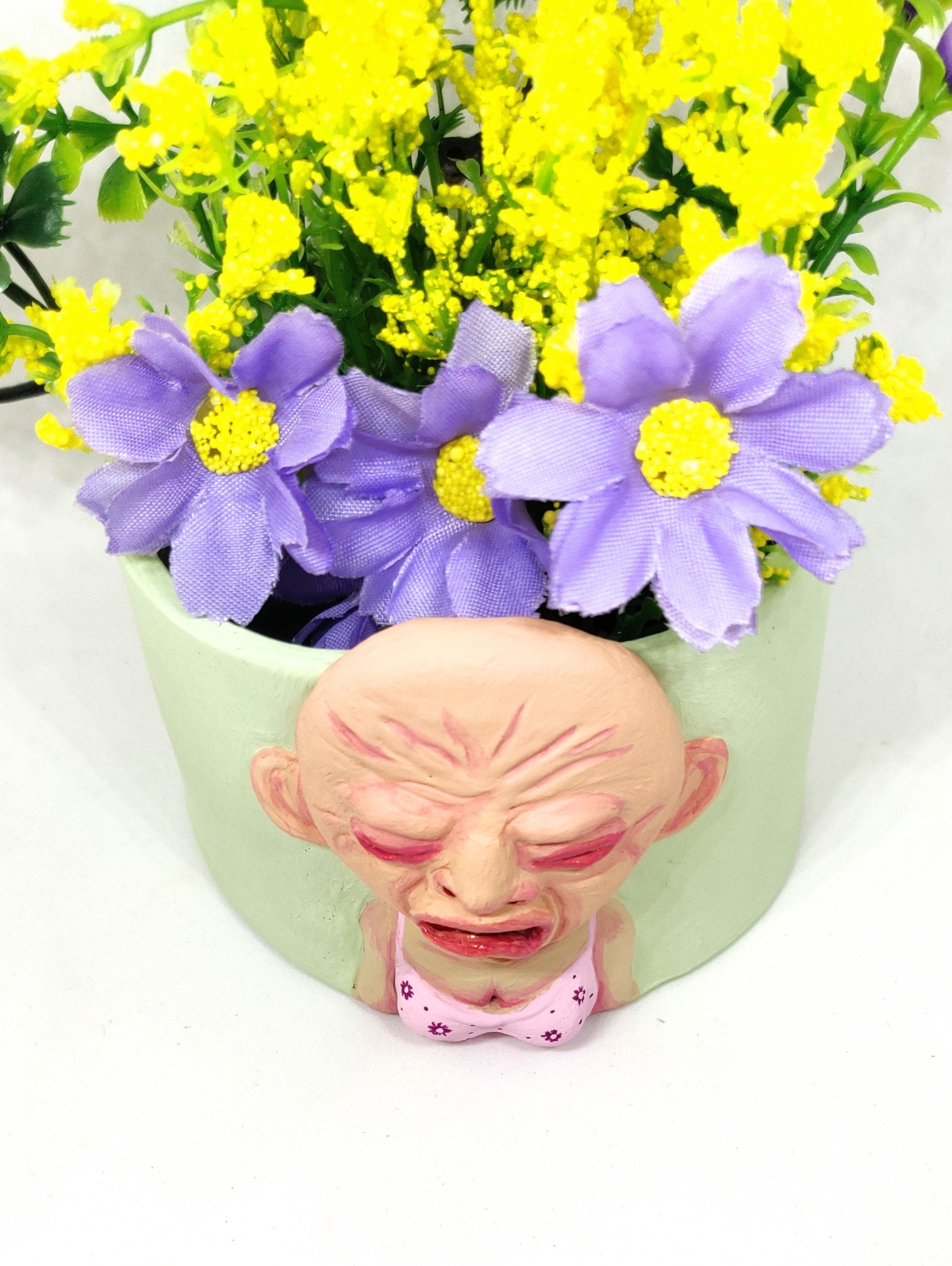 Crying Baby Mask Quirky small plant pot weird pottery | Etsy