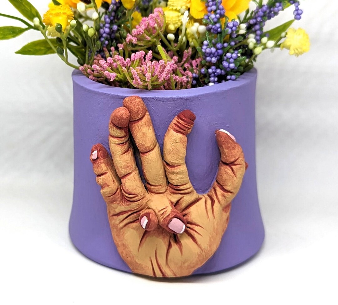 AI Hand Pot Quirky Small Plant Pot, Weird Pottery, Weird Gift, Unusual ...