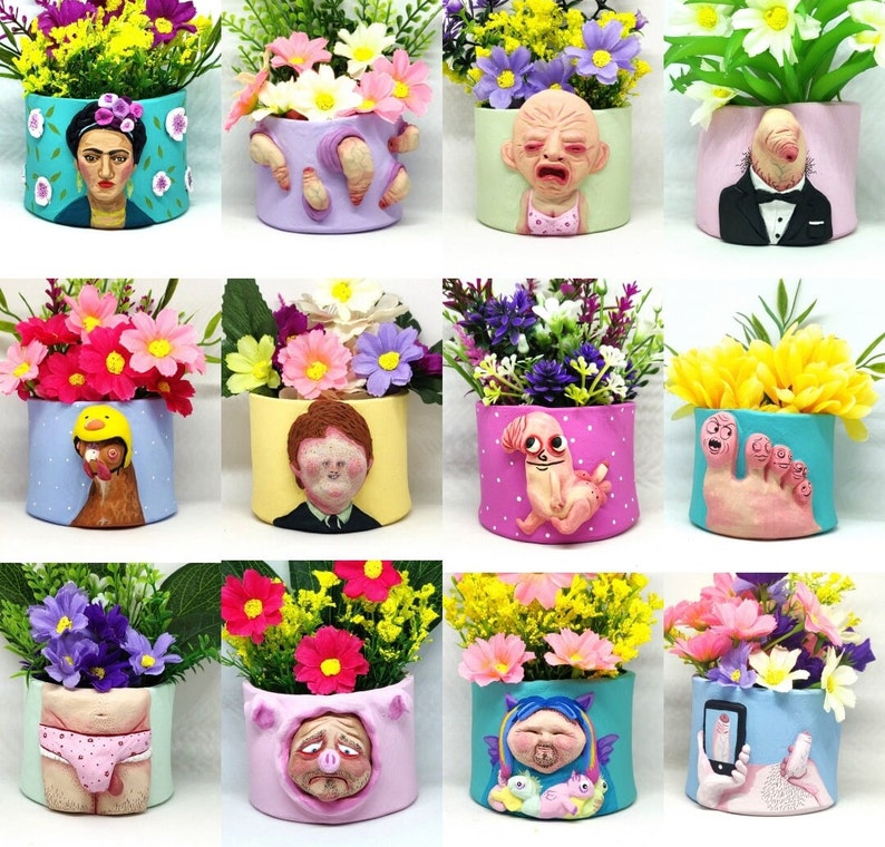 Custom plant pot - cute, Quirky small plant pot, weird, unusual gift ...