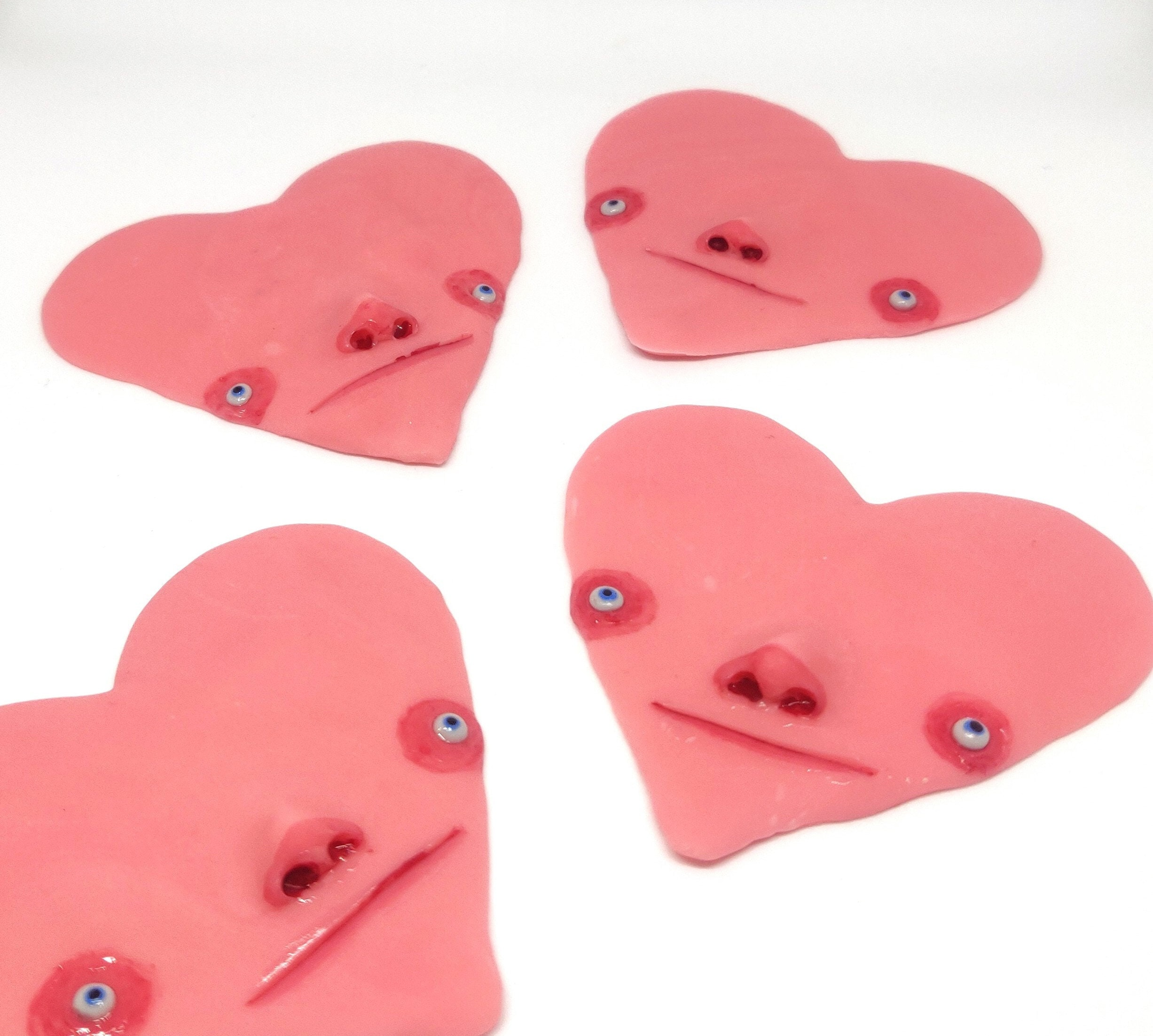 Worried Heart Face Magnet Weird Clay Weird Gift Original | Etsy