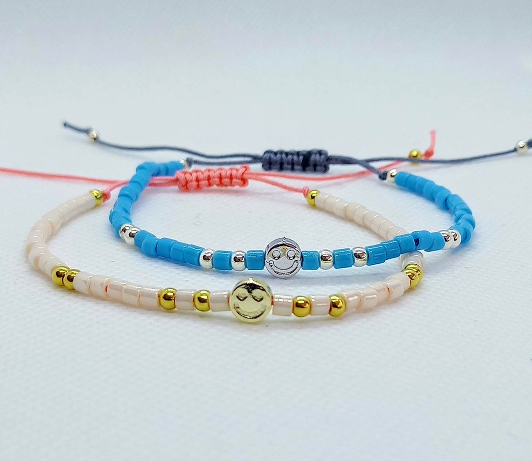 Smiley Face Bracelet, Emoji Bracelet, Beaded Bracelet - Etsy