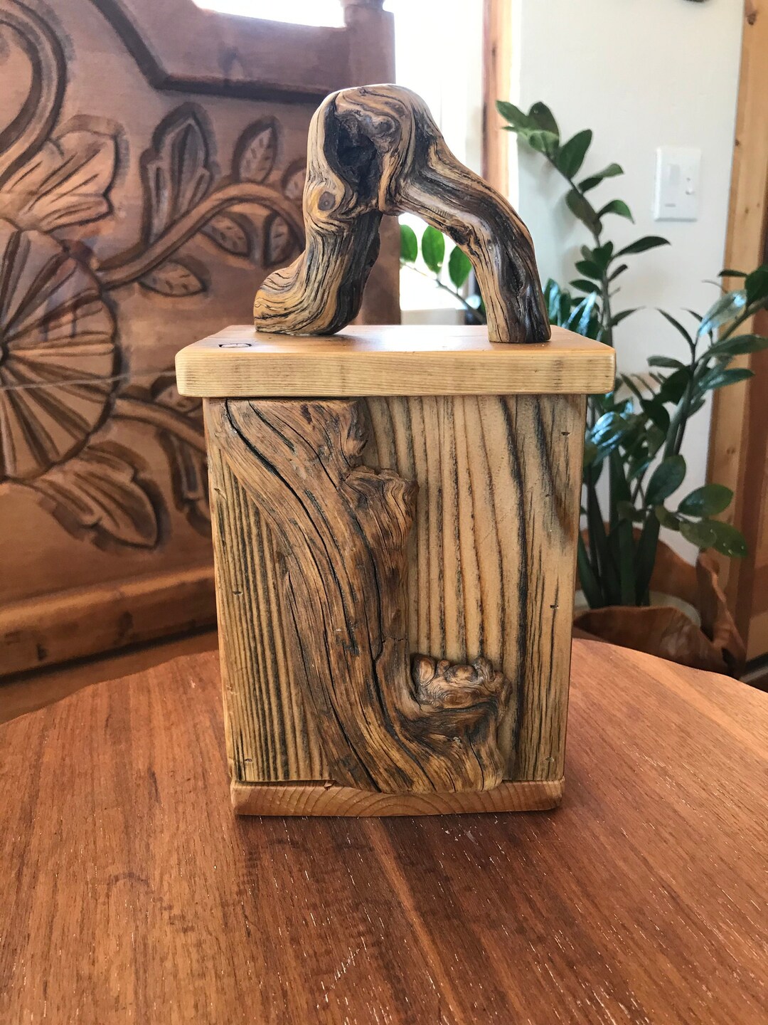 Rustic, Earthy Cedar Wood Box With Natural Branch Handle, Stash Box ...