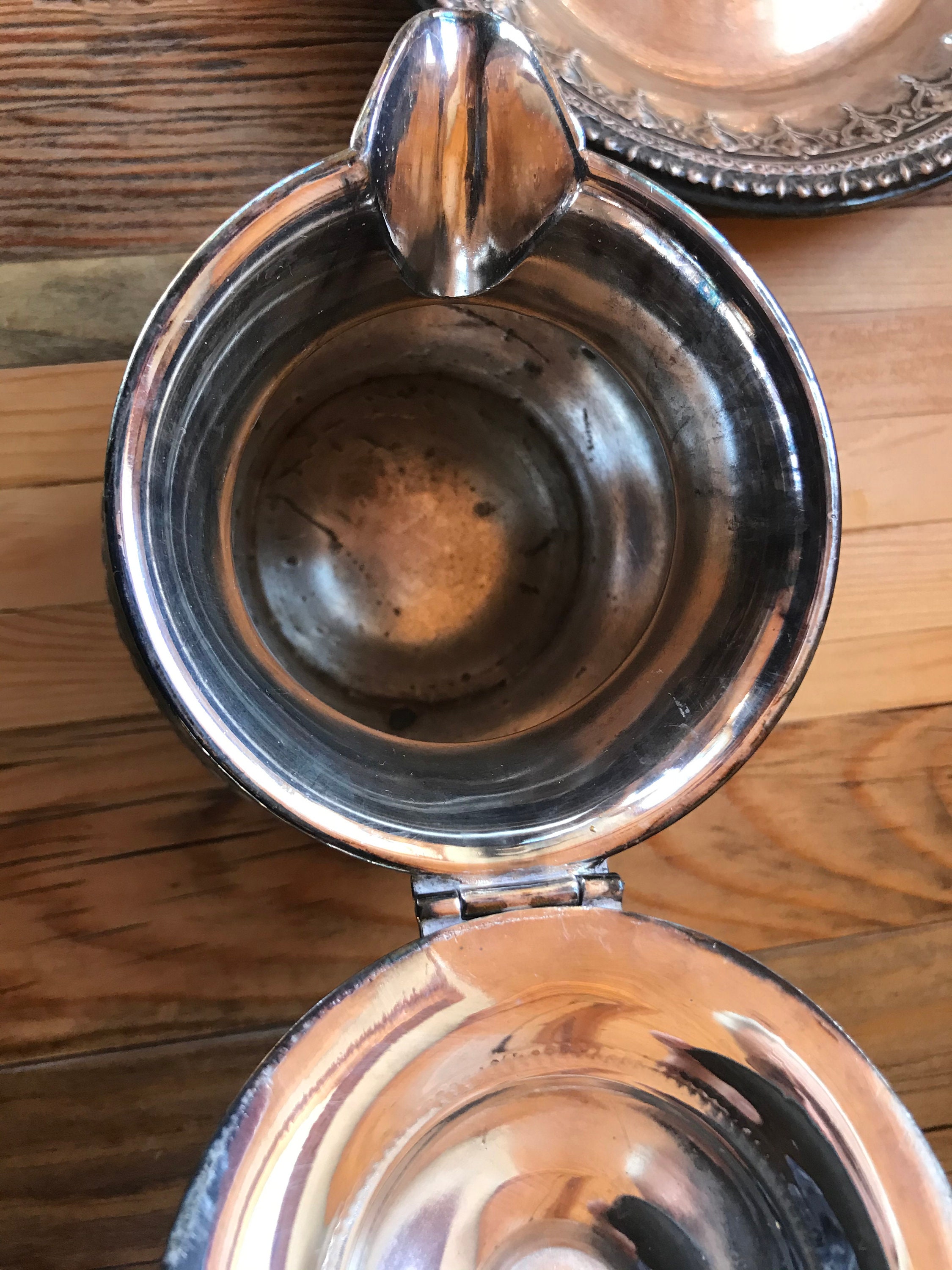 Vintage Silverplate Pitcher With Bowl, Silver Gravy Boat, Silver ...