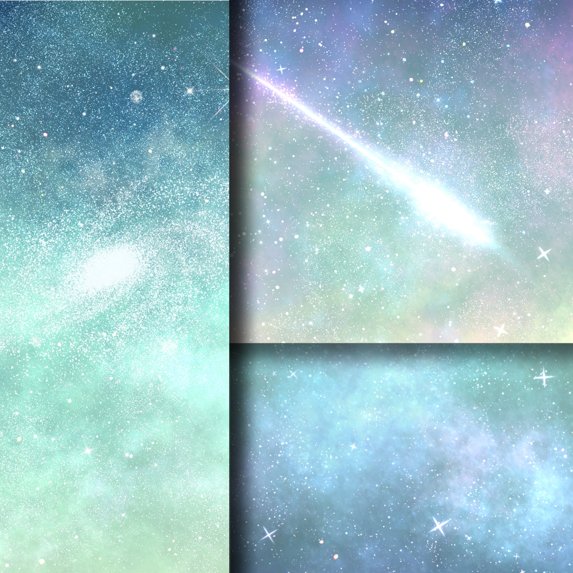 Green Galaxy Stars Digital Paper Galaxy Textures Paper Printable ...