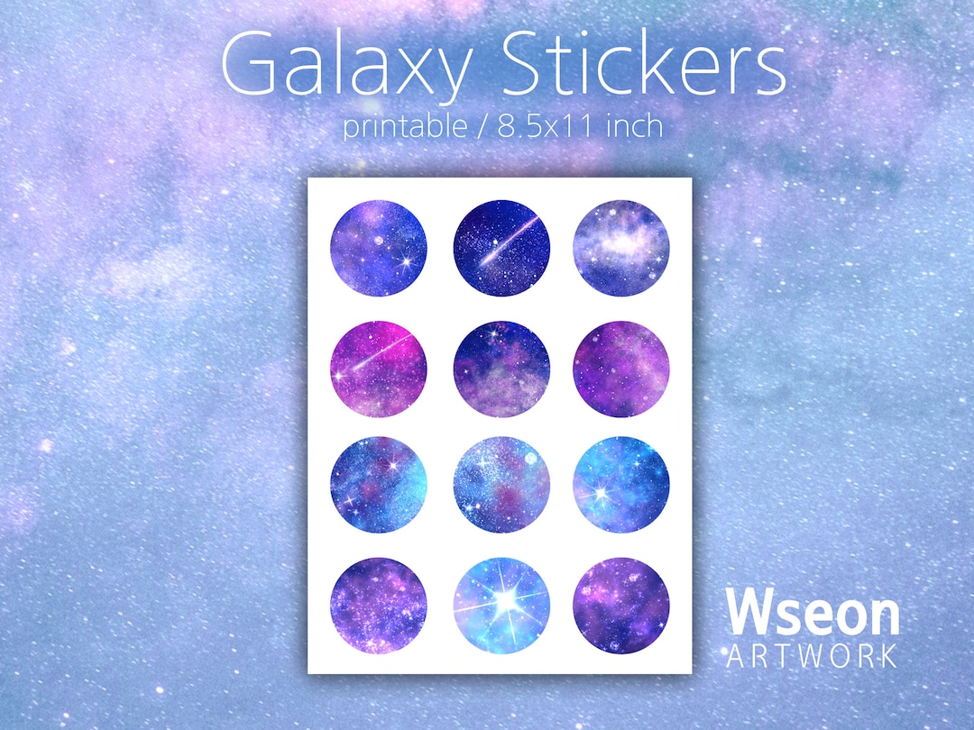 Galaxy Printable Stickers Cosmic Digital Stickers Planet Stickers ...