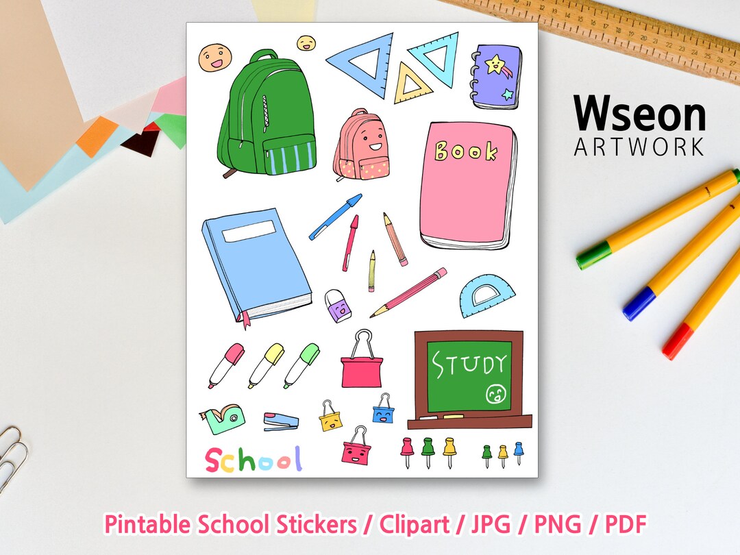 Back to School Planner Stickers Printable Back to School Stickers ...