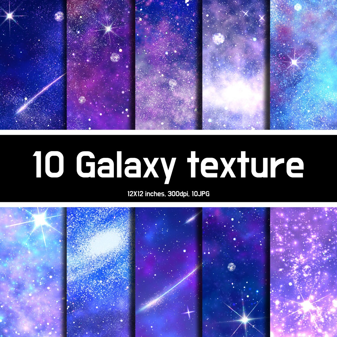 Buy Galaxy Stars Digital Paper Galaxy Textures Paper Printable ...