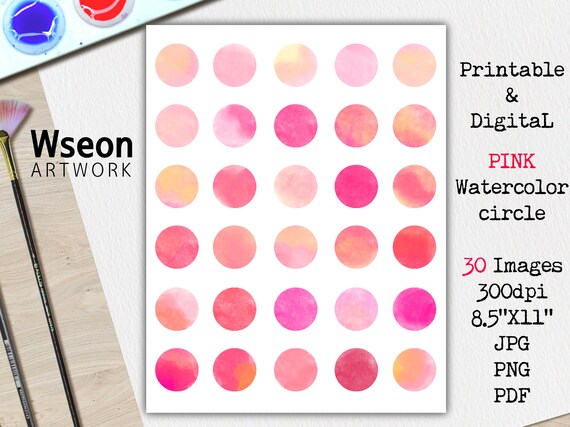 30 Pink Watercolor Circle Clip Art Printable & Digital - Etsy New Zealand