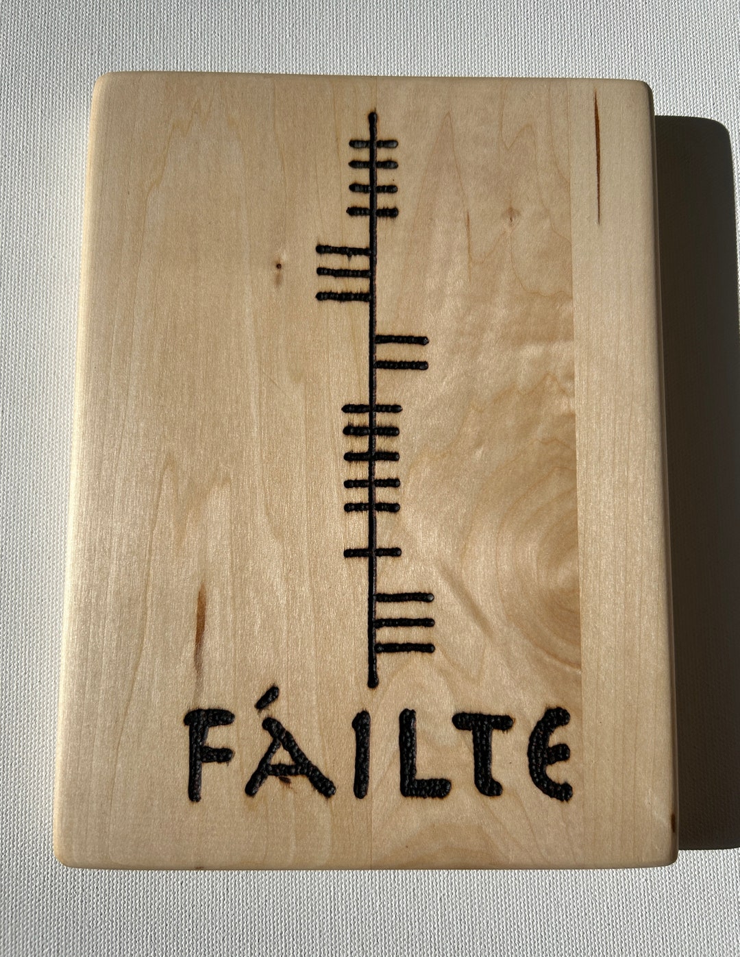 Handmade Old Irish Ogham Wood Burned Plaque Fáilte Welcome in Irish ...