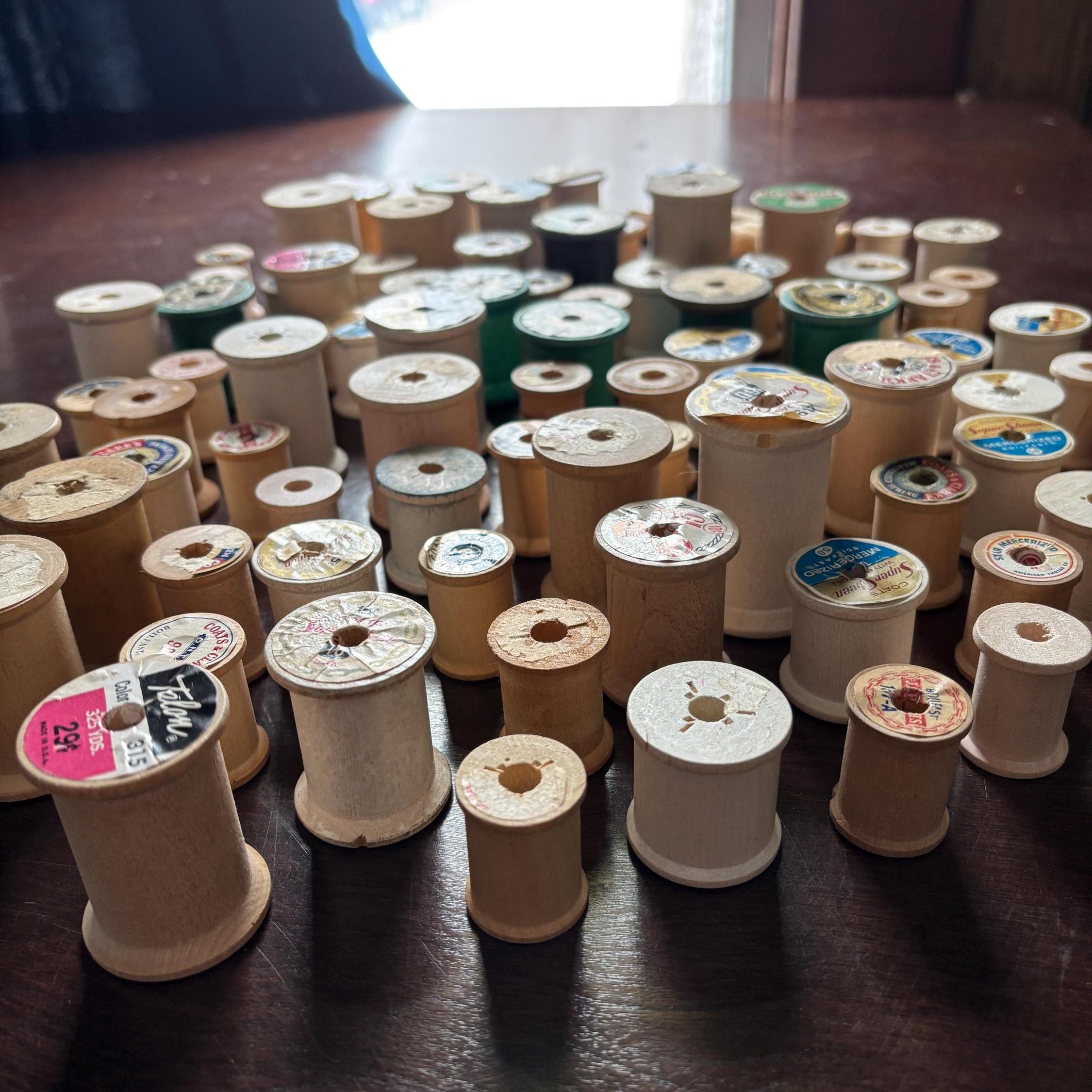 Lot of Vintage Empty Wooden Thread Spools Various Sizes, With/without ...