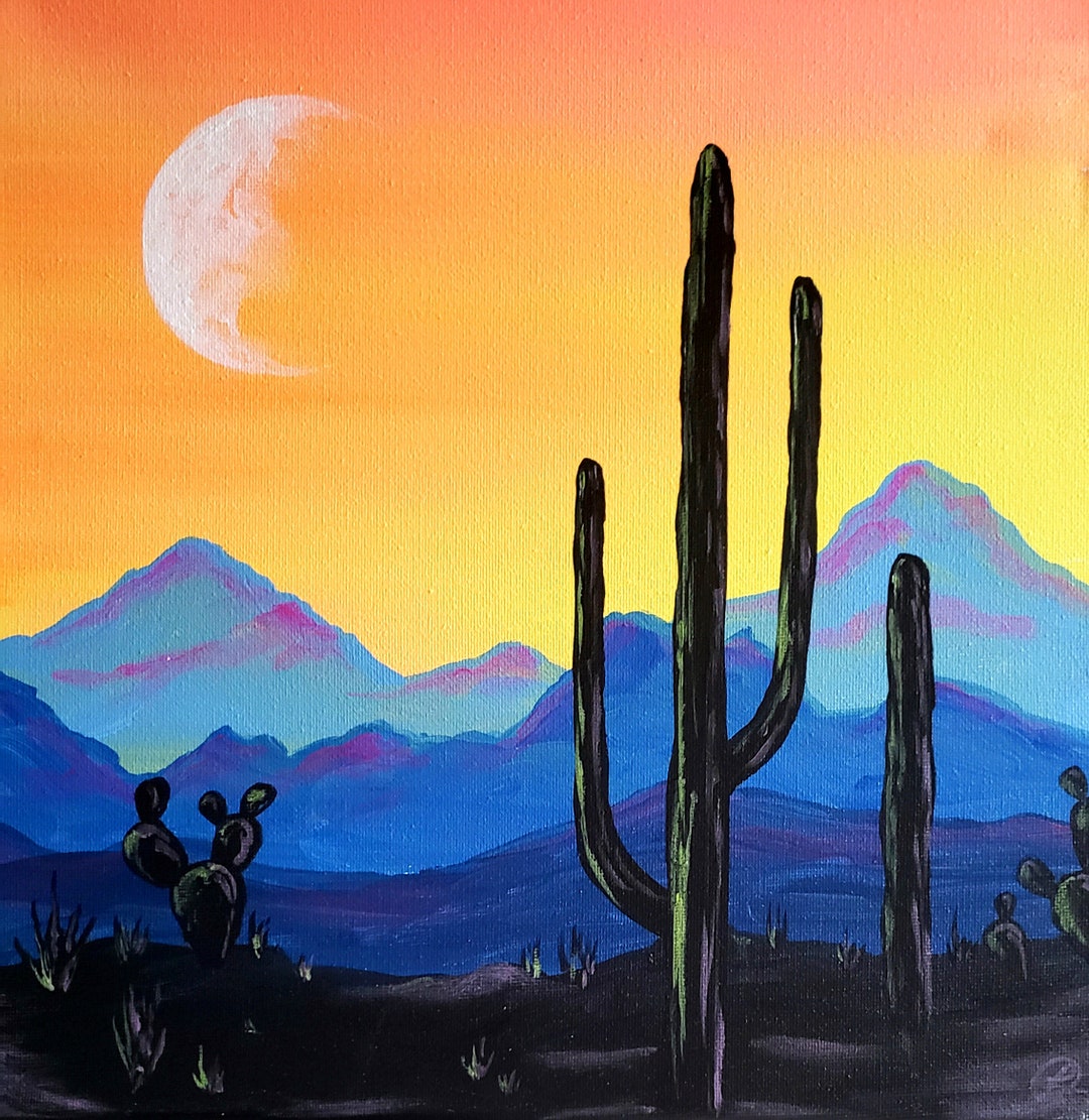Neon Desert Painting Kit by the Brush Bar, Desert Paint Kit, Art Kit ...