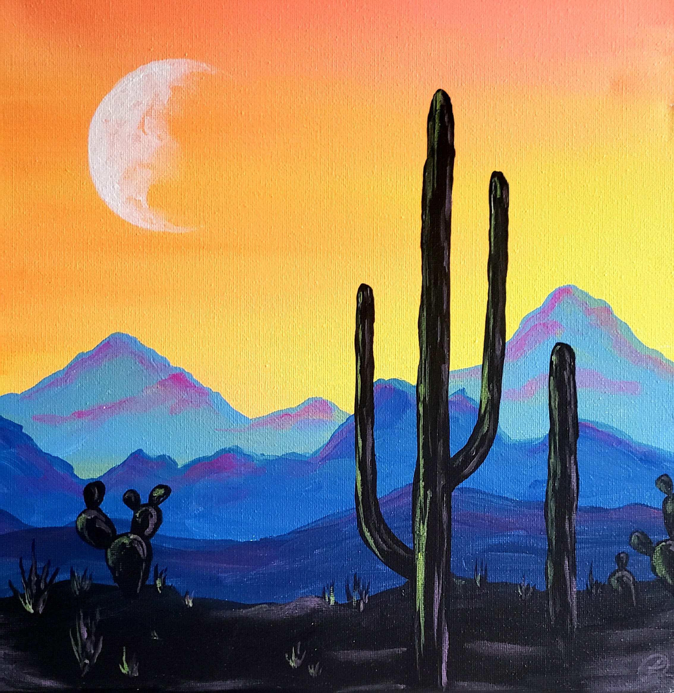 Neon Desert Painting Kit by the Brush Bar, Desert Paint Kit, Art Kit ...