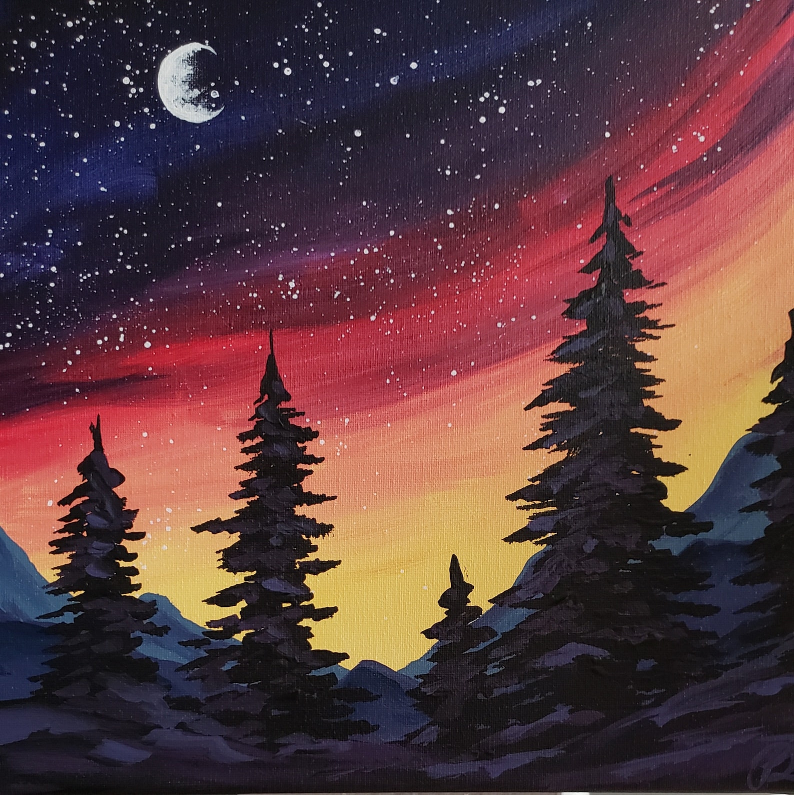 Mountain Sunset Painting Kit by the Brush Bar, Landscape Paint Kit, Art ...