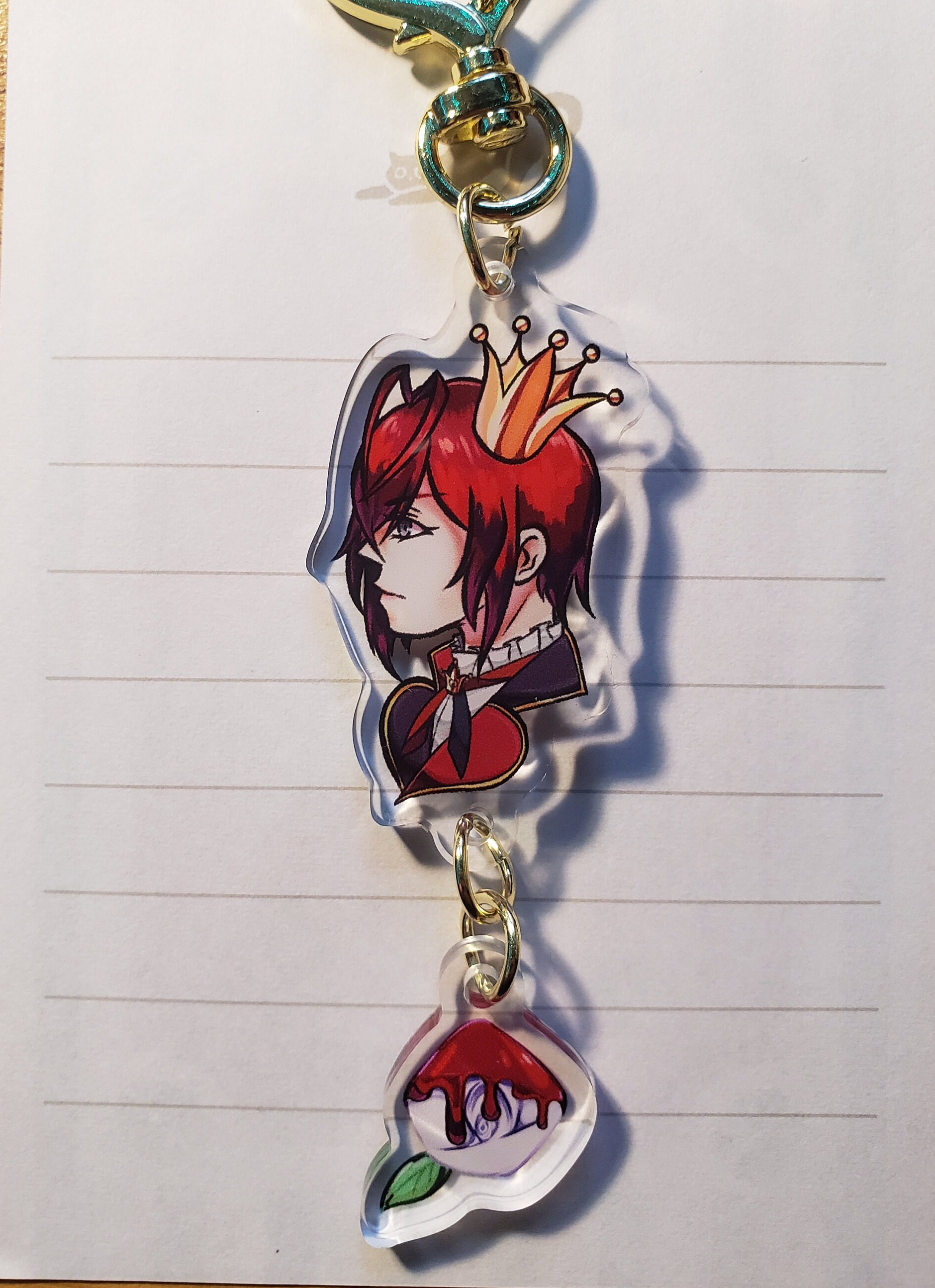 Twisted Wonderland | Riddle Rosehearts Double-charm Keychain - Etsy