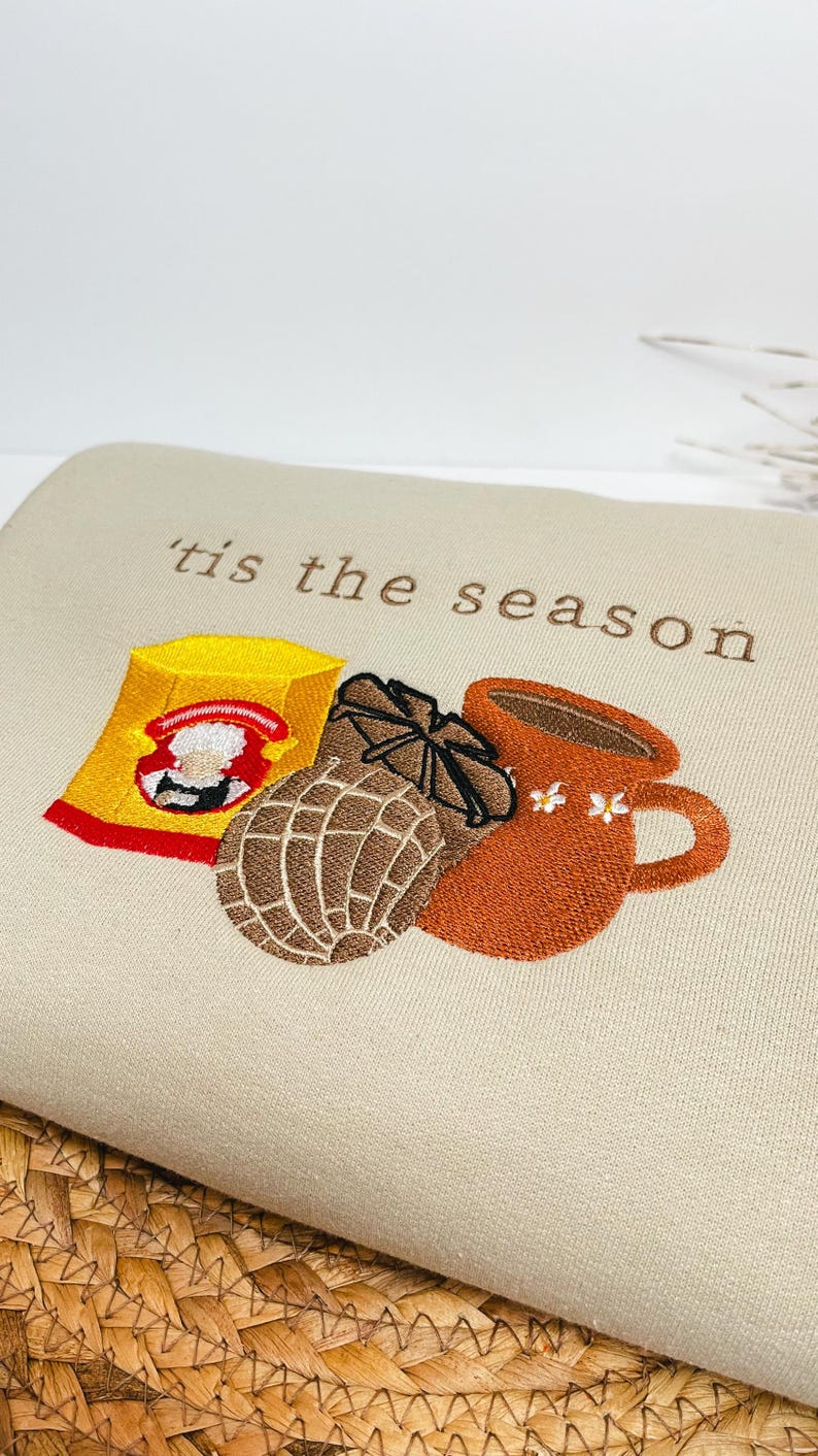 Concha Embroidered Christmas Sweatshirt – Mexican Holiday Sweater | Tis ...