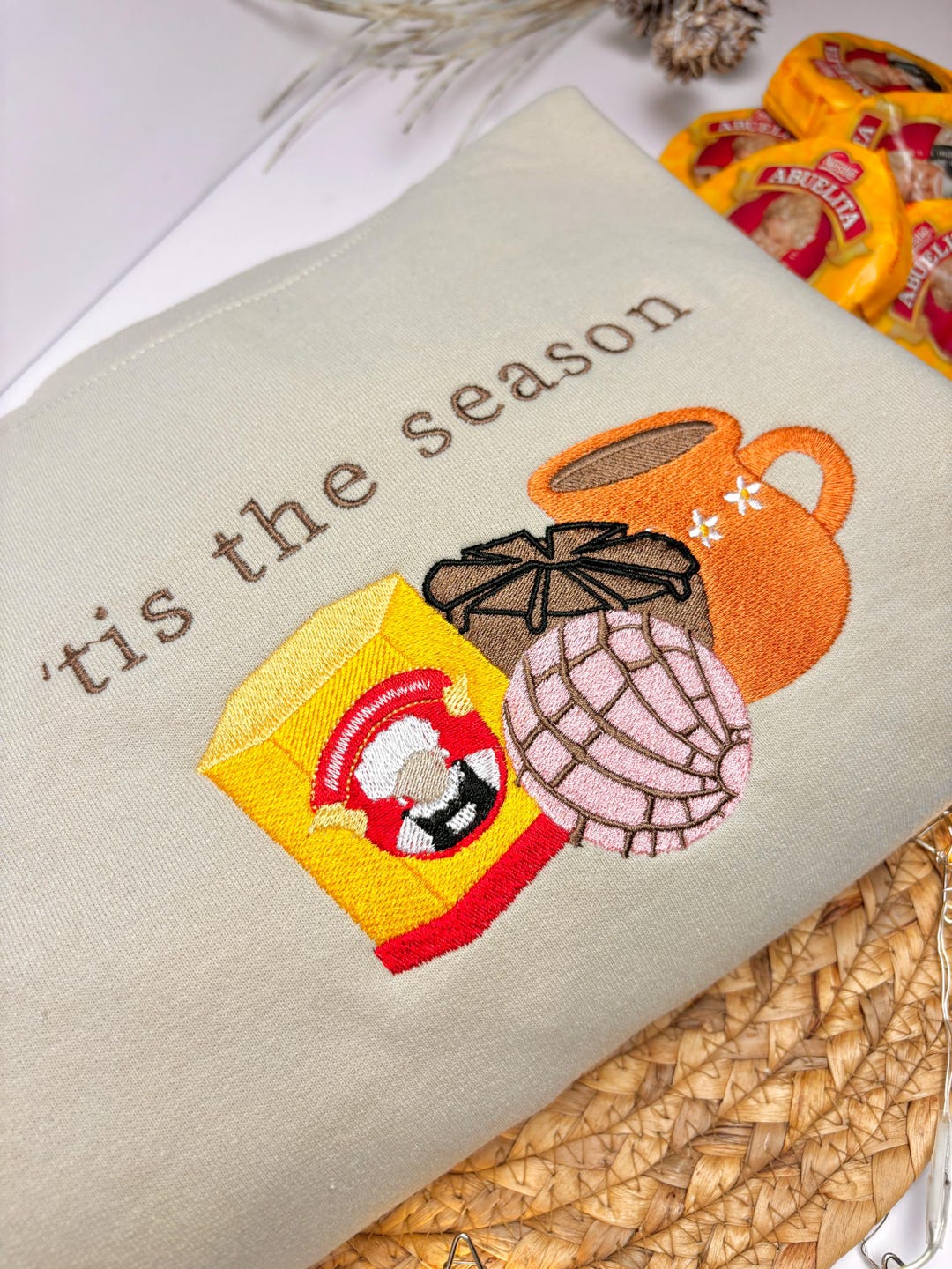 Concha Embroidered Christmas Sweatshirt – Mexican Holiday Sweater | Tis ...