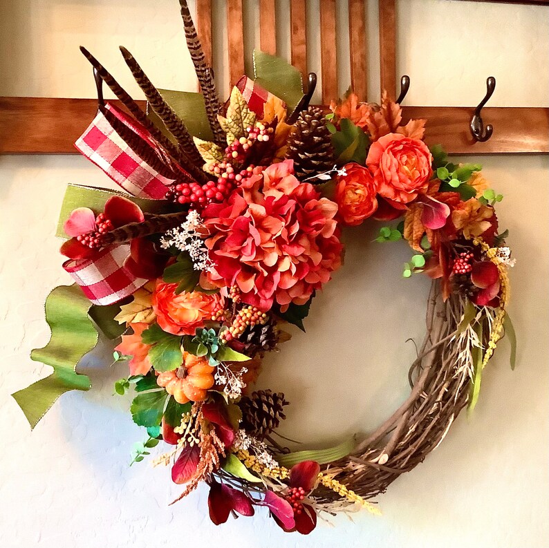 Fall Floral Wreath Autumn Wreaththanksgivings Wreath Fall - Etsy