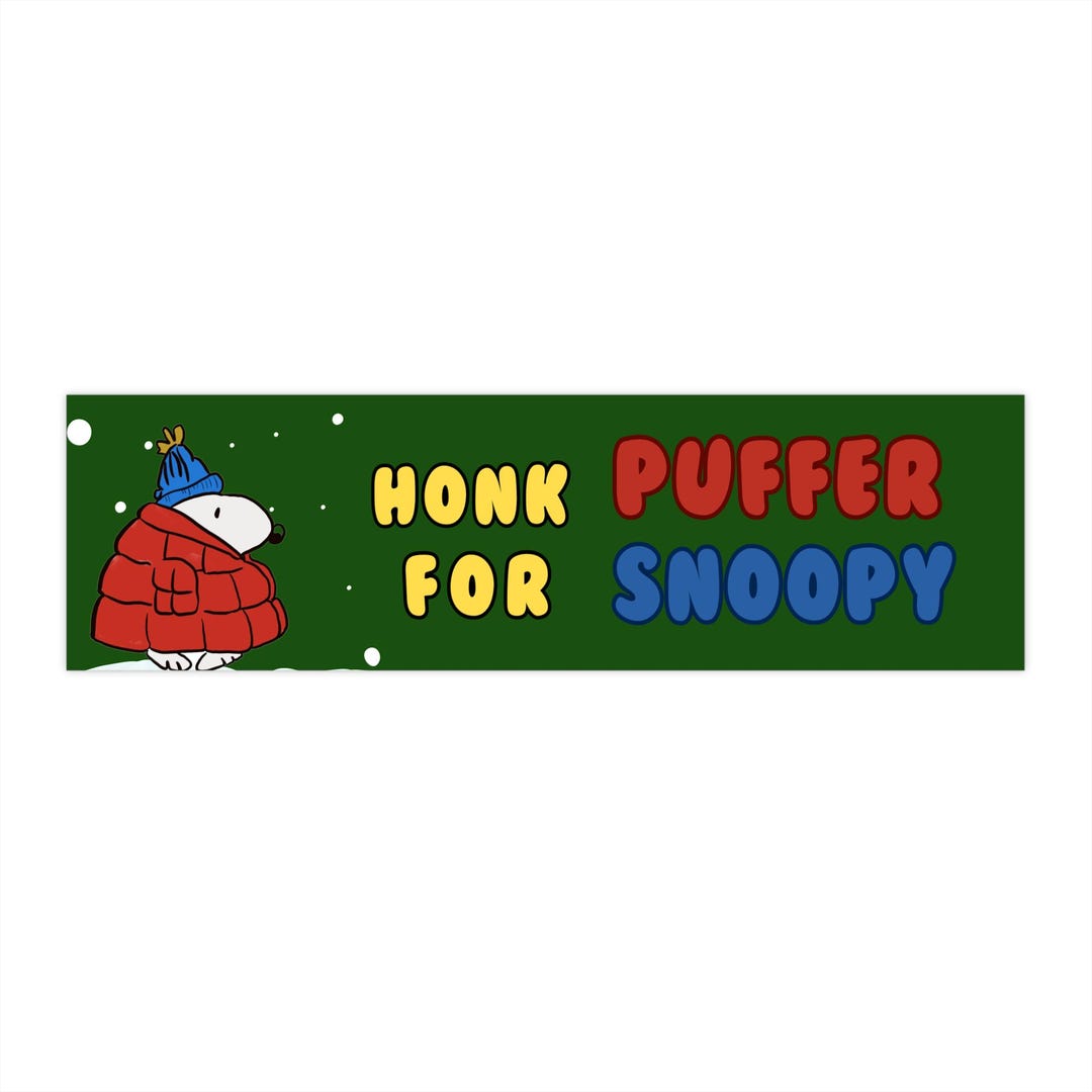 Puffer Snoopy Bumper Sticker for Christmas Time, Hand Drawn Cute Design ...
