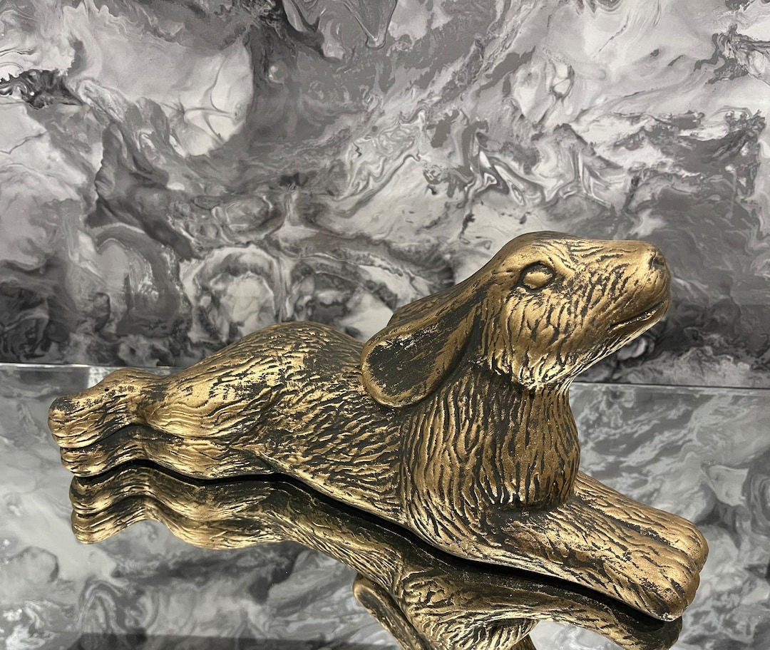 Moon Gazing Hare Ceramic Bronze Garden or Home Ornament Garden - Etsy UK