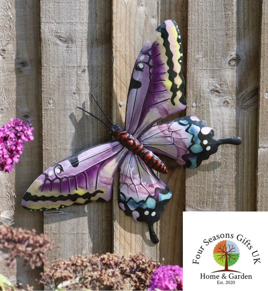 Colourful Metal Butterfly Garden Wall Art – Outdoor Hanging Butterfly ...